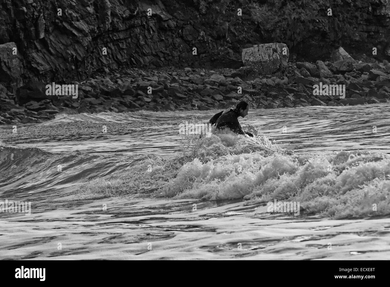 Good conditions for surfing in North Wales Stock Photo - Alamy