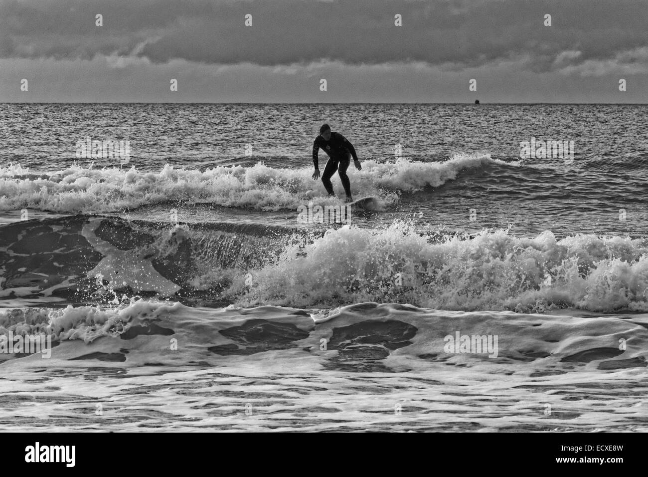 Good conditions for surfing in North Wales Stock Photo - Alamy