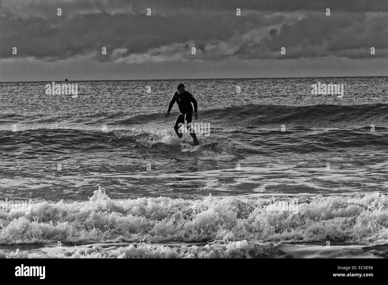 Good conditions for surfing in North Wales Stock Photo - Alamy