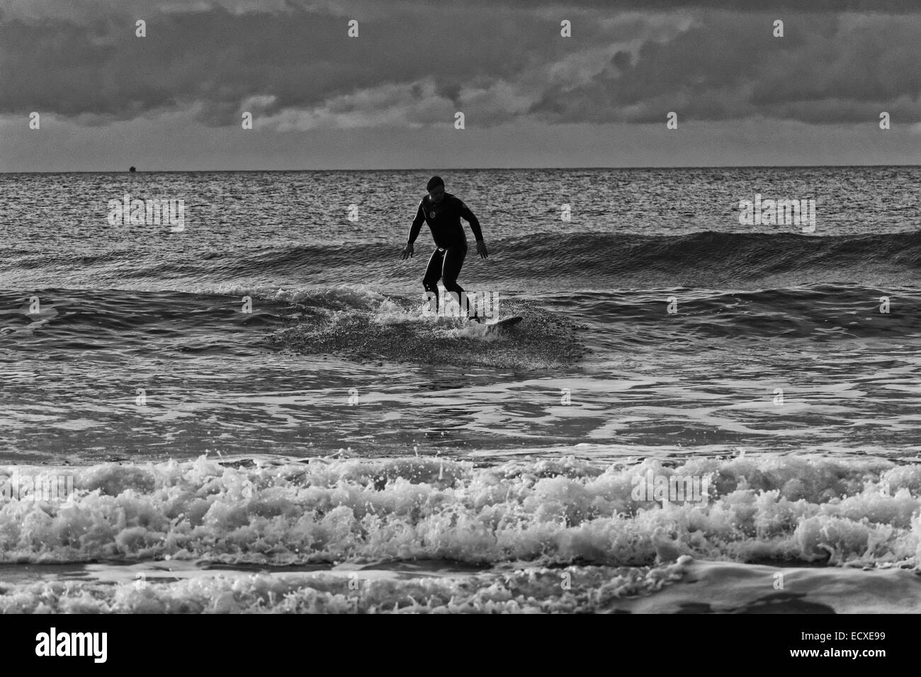 Good conditions for surfing in North Wales Stock Photo - Alamy
