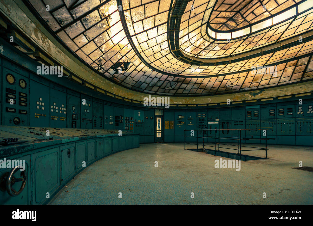 Illuminated control room Stock Photo - Alamy