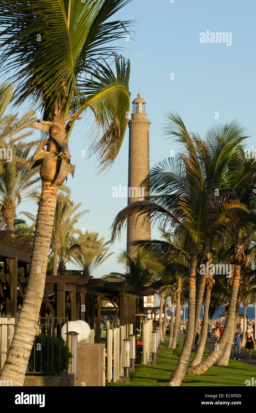 Gran Canaria - Maspalomas, paseo maritim, promenade and beach Stock ...