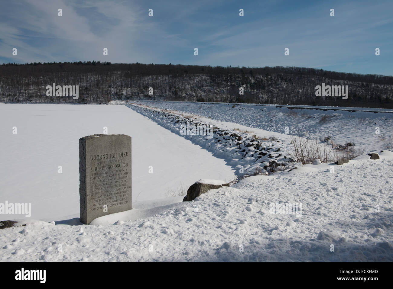 Goodnough Dike in Winter, Quabbin Reservoir, Ware, Massachusetts Stock ...