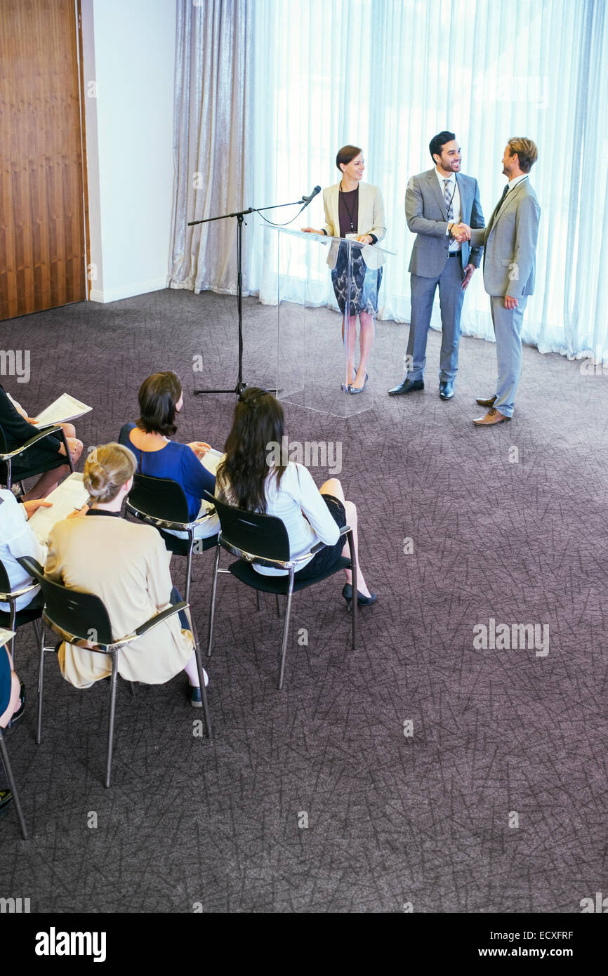 Conference speakers audience hands hi-res stock photography and images ...