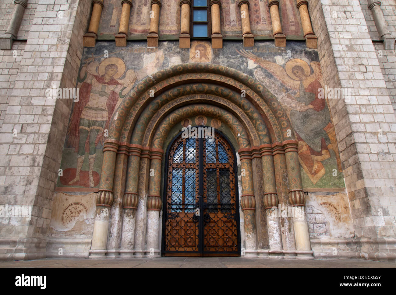 Main entrance into the Cathedral of the Assumption in the Kremlin Stock ...