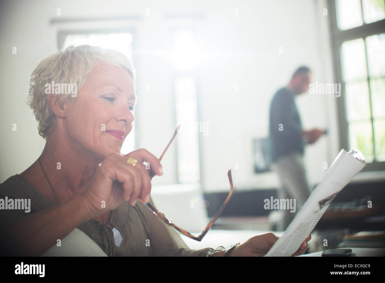 Two men reading paper hi-res stock photography and images - Alamy