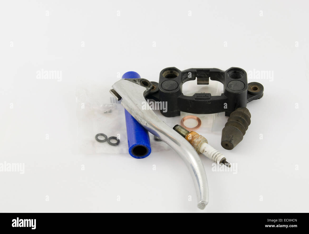 Sample of spare parts needed for a motorcycle Stock Photo - Alamy