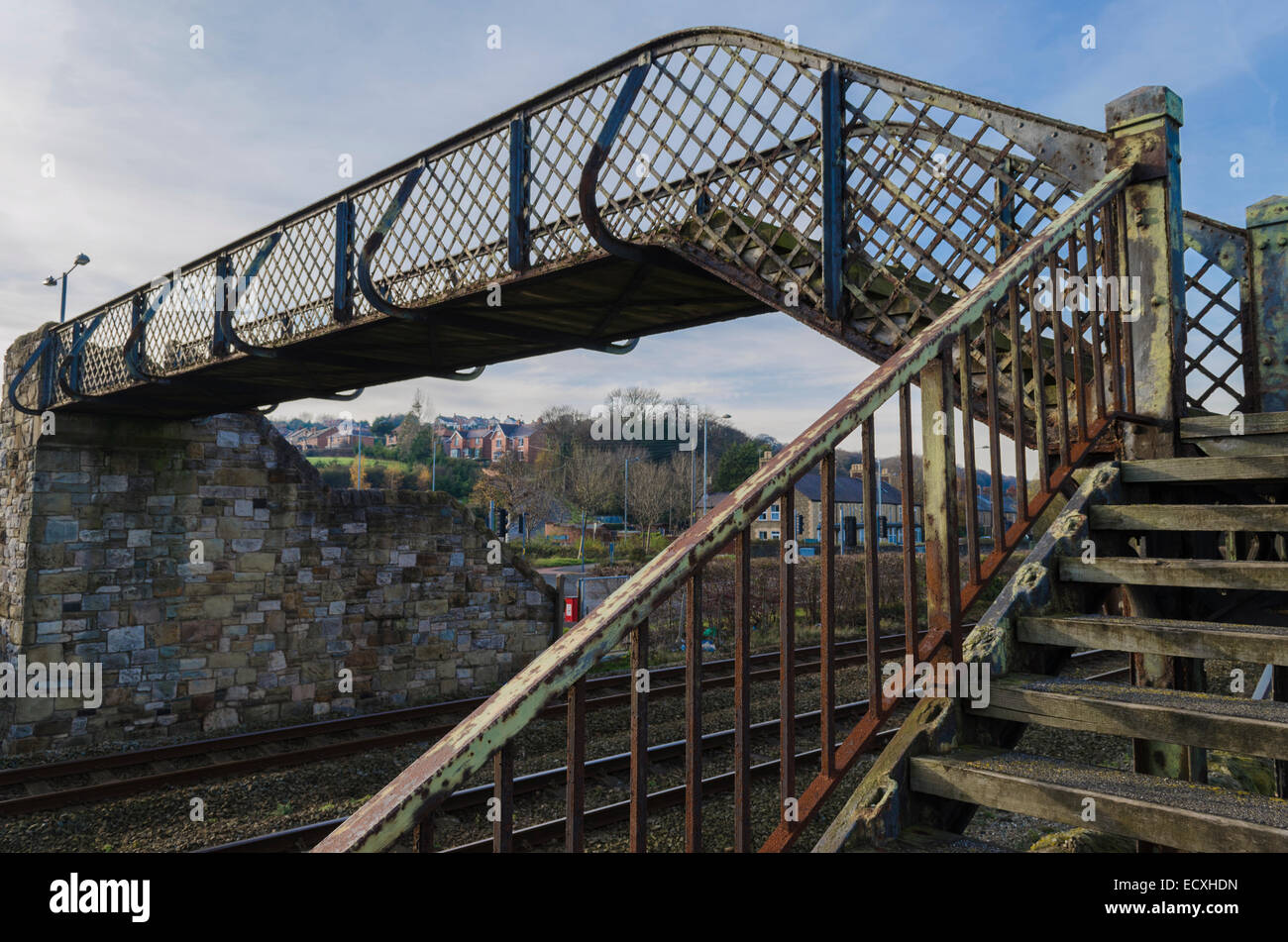 Footbridge across railway line Stock Photo - Alamy