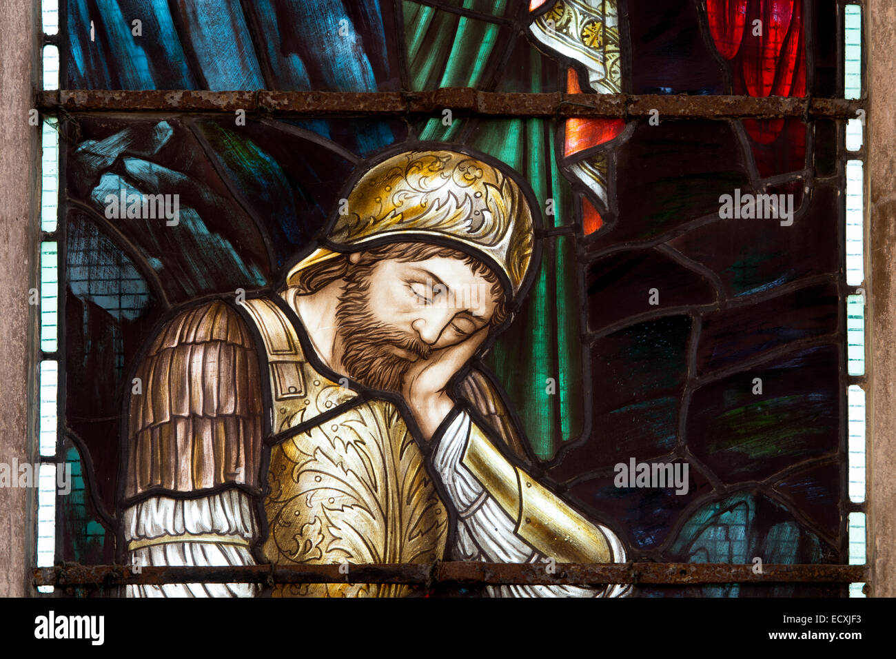 WWI memorial window detail, St. Peter`s Church, Hook Norton ...
