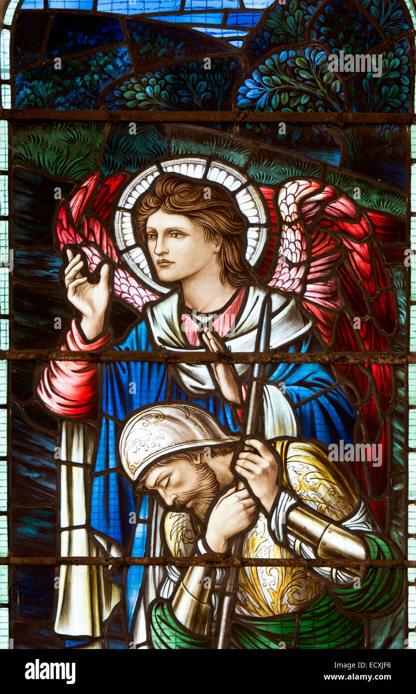 WWI memorial window detail, St. Peter`s Church, Hook Norton ...
