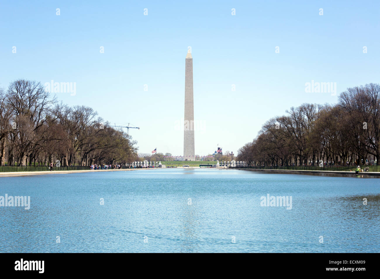 Reflection of Washington Monument in new reflecting pool from Lincoln ...