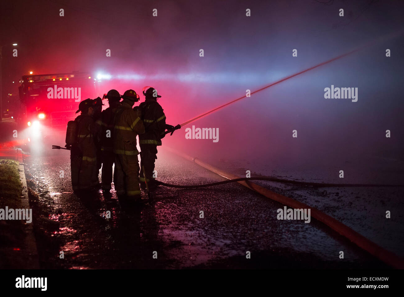 Detroit, Michigan USA - Firefighters battle a fire which destroyed a ...
