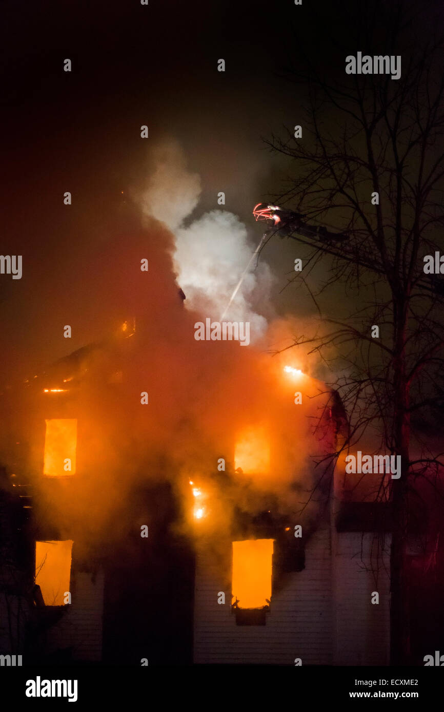 Detroit, Michigan USA - Firefighters battle a fire which destroyed a ...