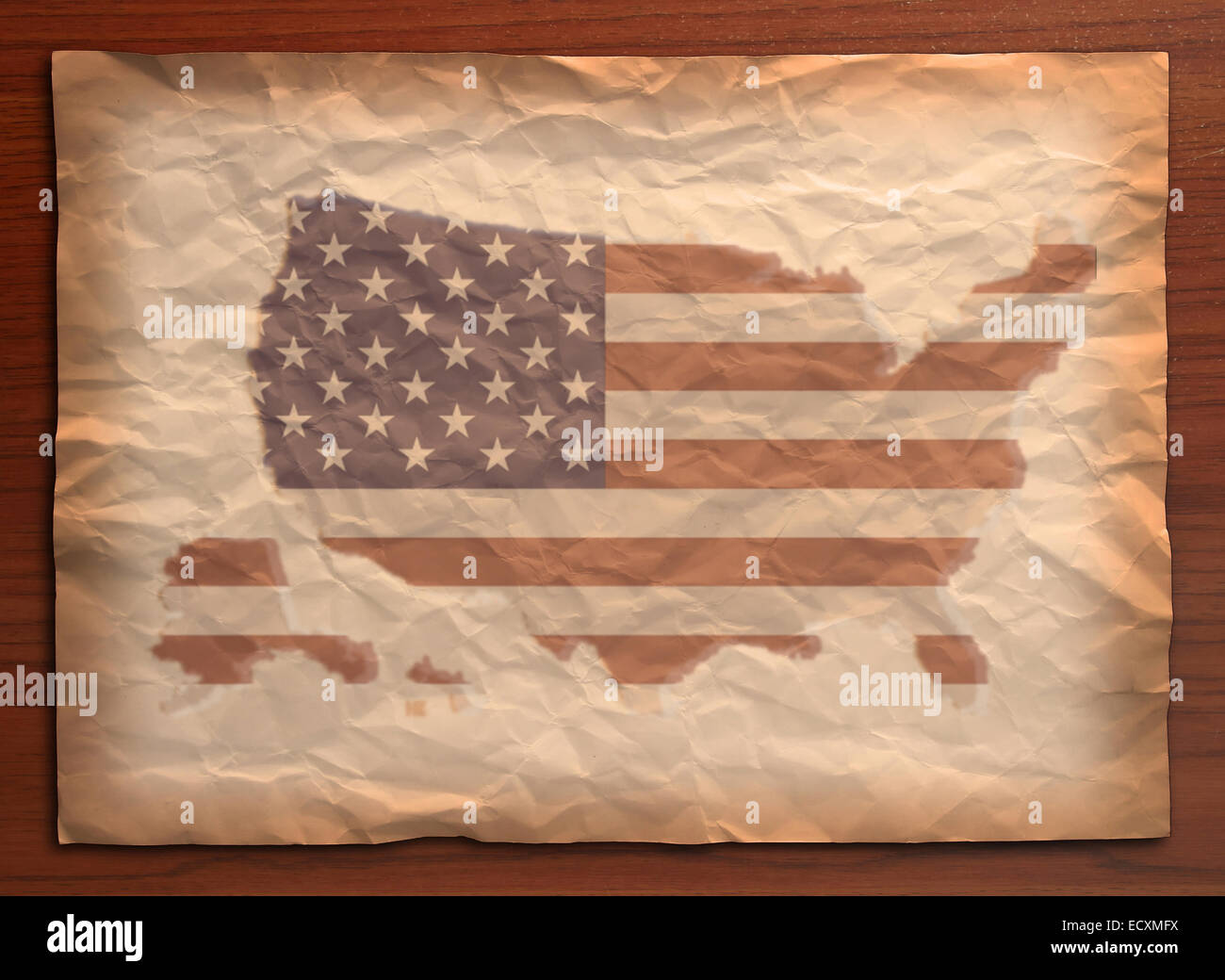 USA Map with flag on recycle vintage paper craft Stock Photo - Alamy