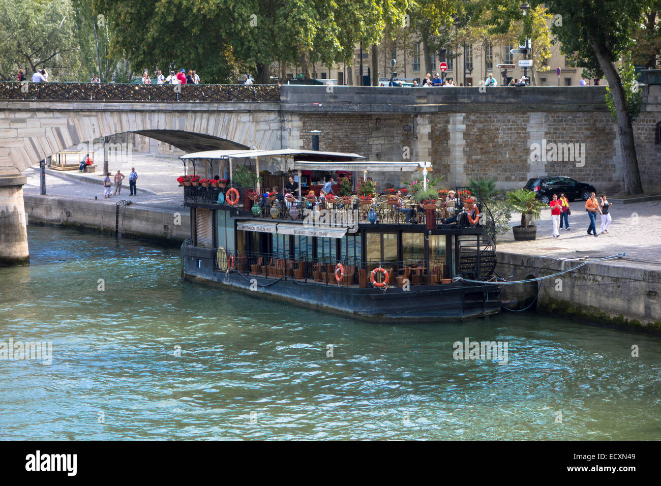 Boat on Seine River Stock Photo - Alamy