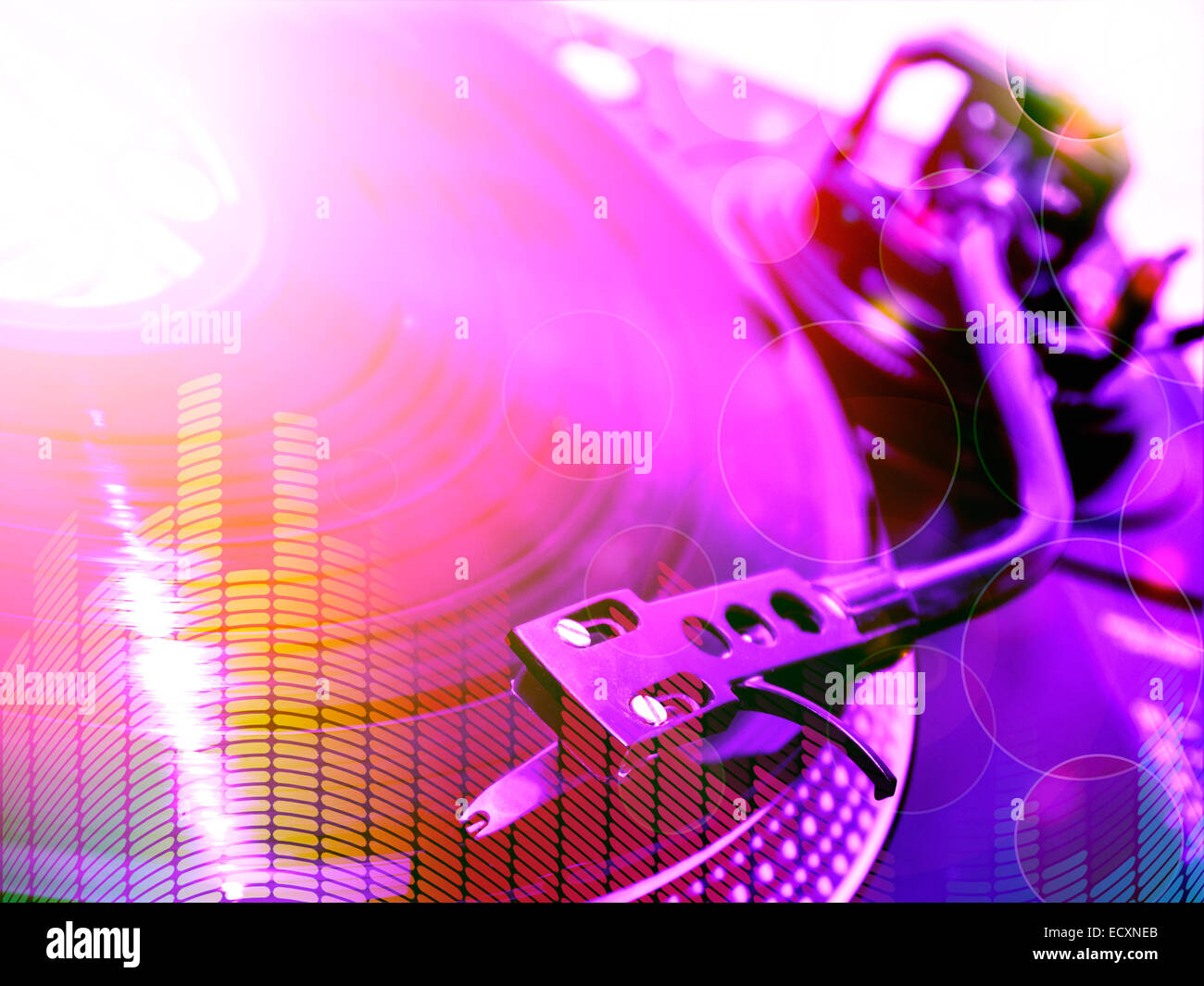 club background with turntable, violet light etc Stock Photo - Alamy