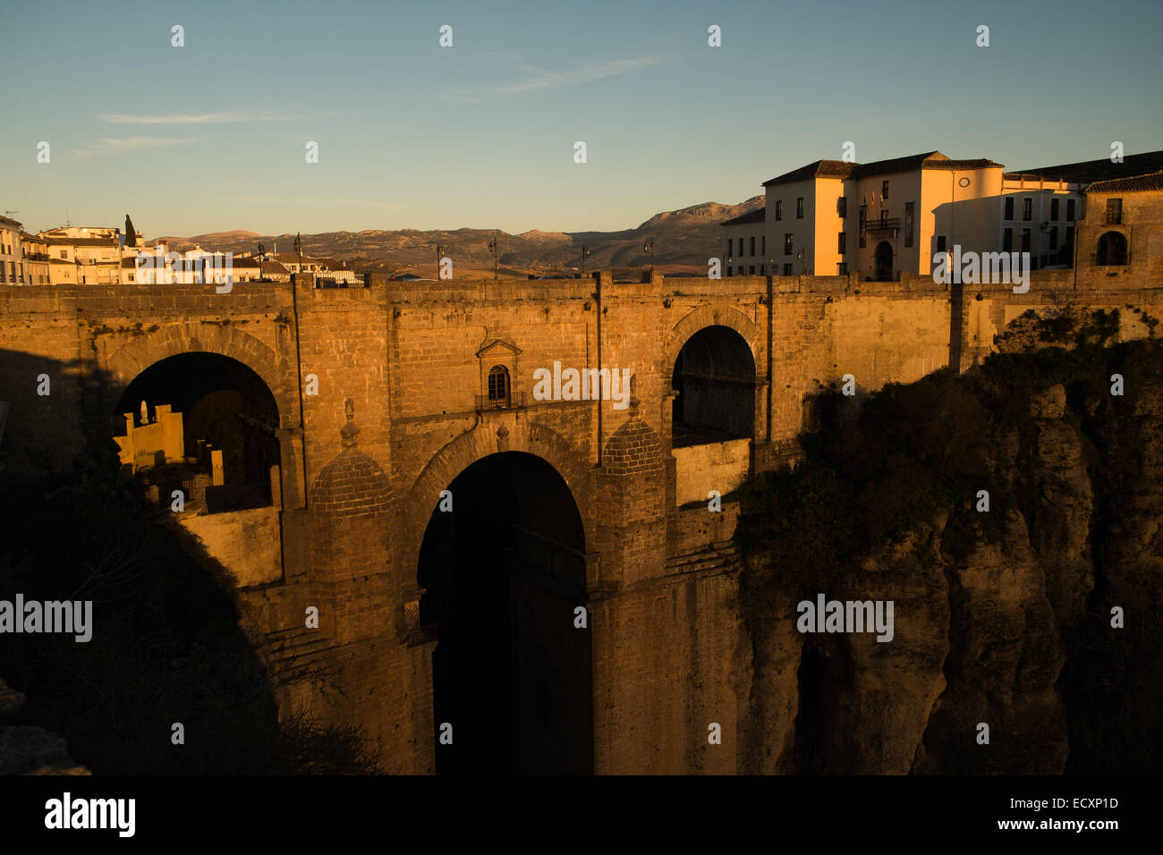 Puente Nuevo bridge in Ronda, Spain at sun set Stock Photo - Alamy