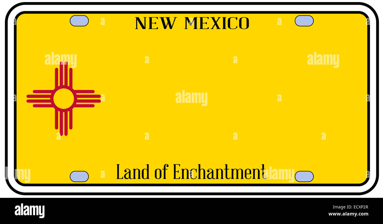 New Mexico state license plate in the colors of the state flag with the ...