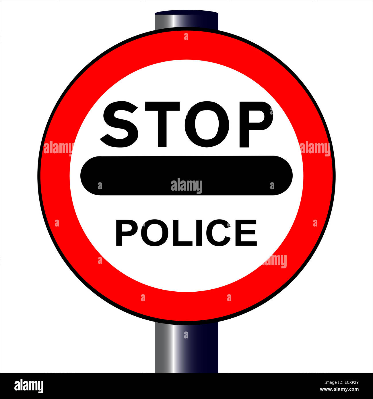 A police stop sign over a white background Stock Photo - Alamy