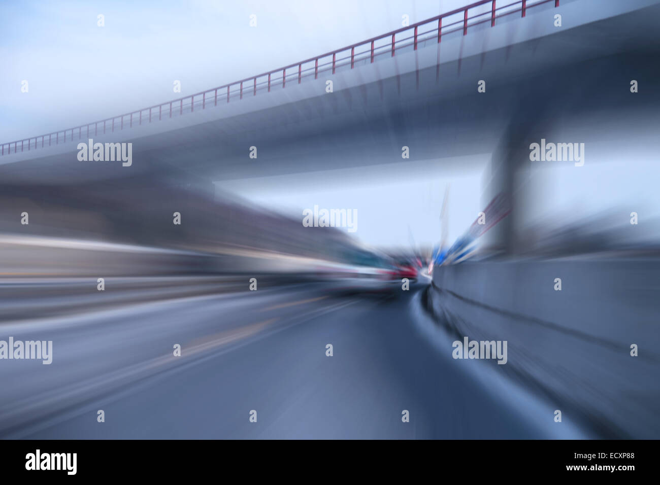 fast cars on a highway in winter (blurred Stock Photo - Alamy
