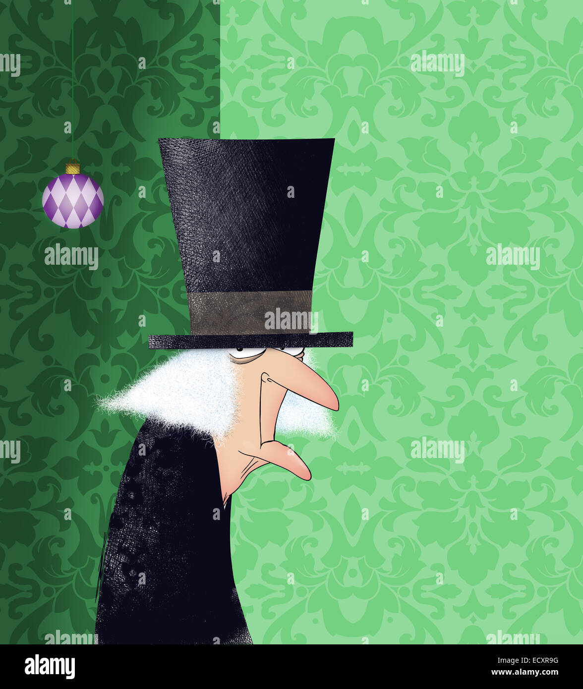 Funny drawing of Ebenezer Scrooge Stock Photo - Alamy