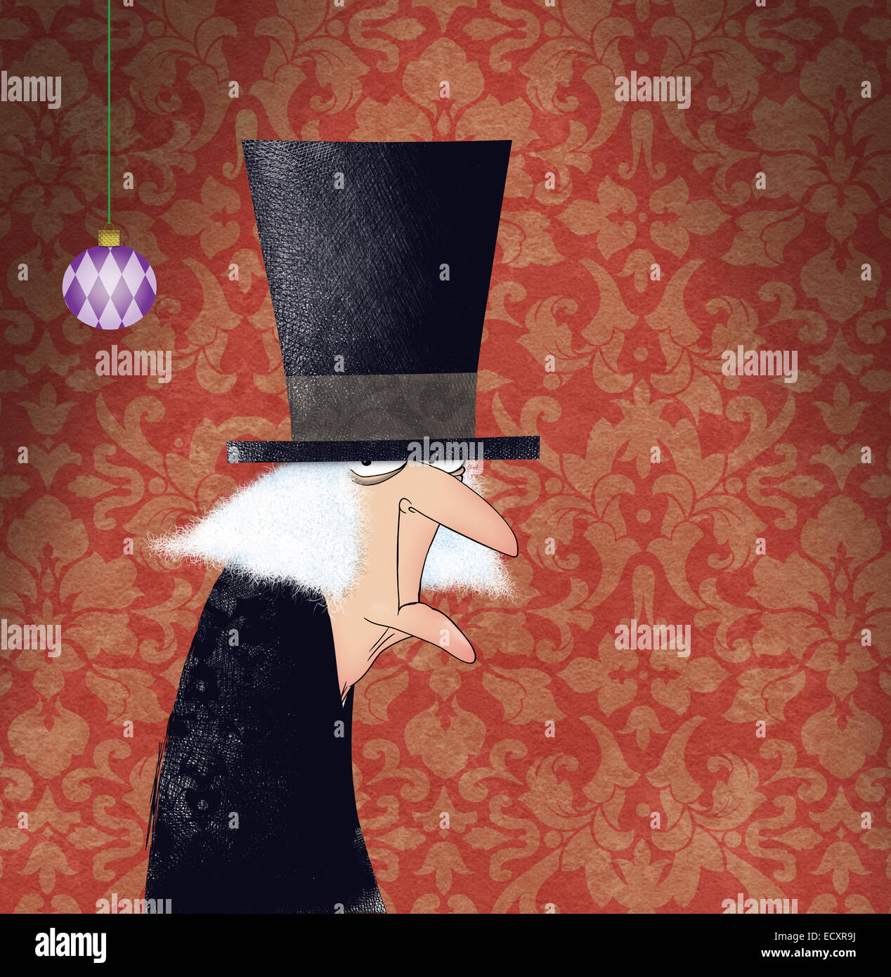 Funny Ink Drawing of Scrooge Stock Photo - Alamy