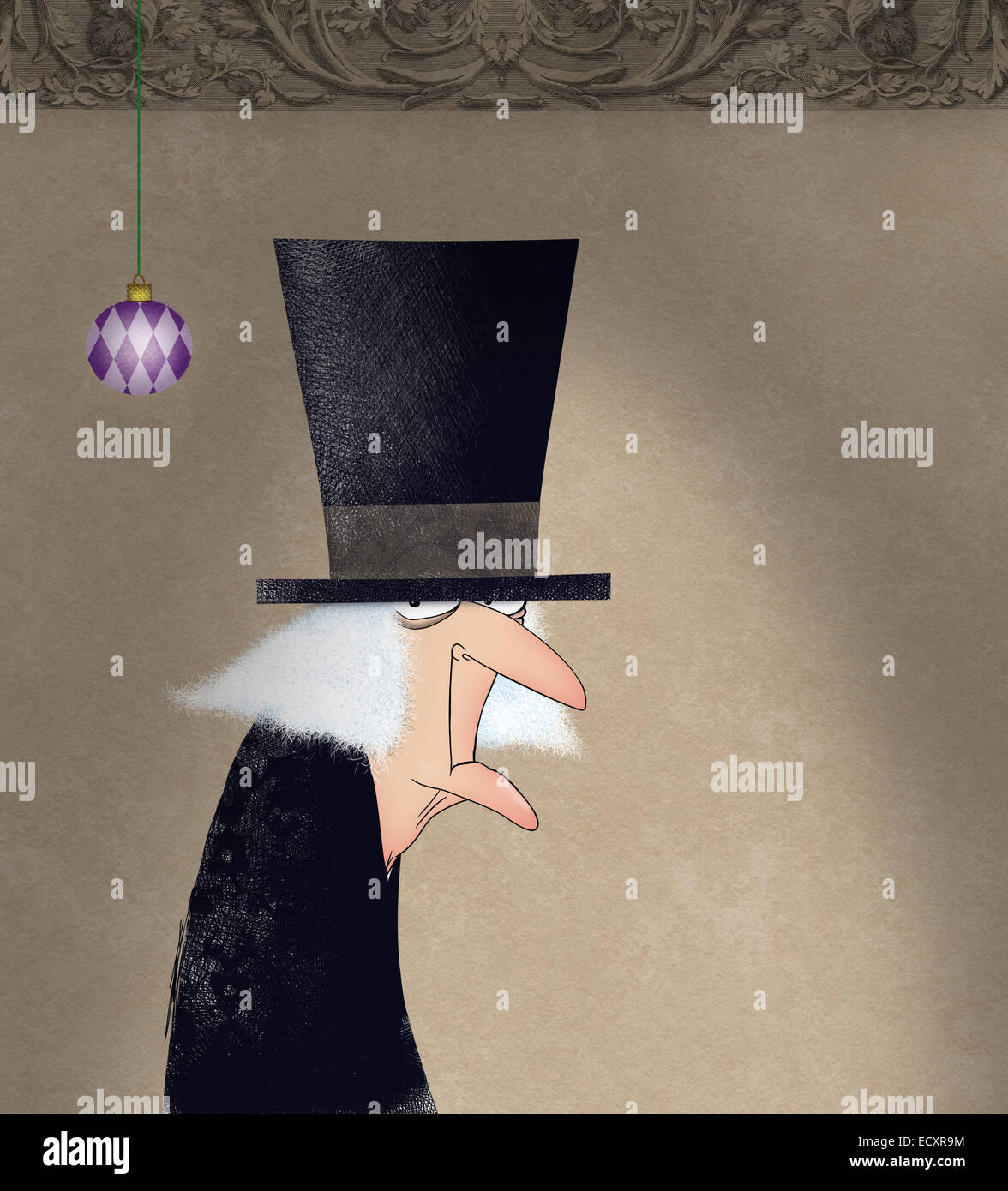 Funny ink drawing of Scrooge Stock Photo - Alamy