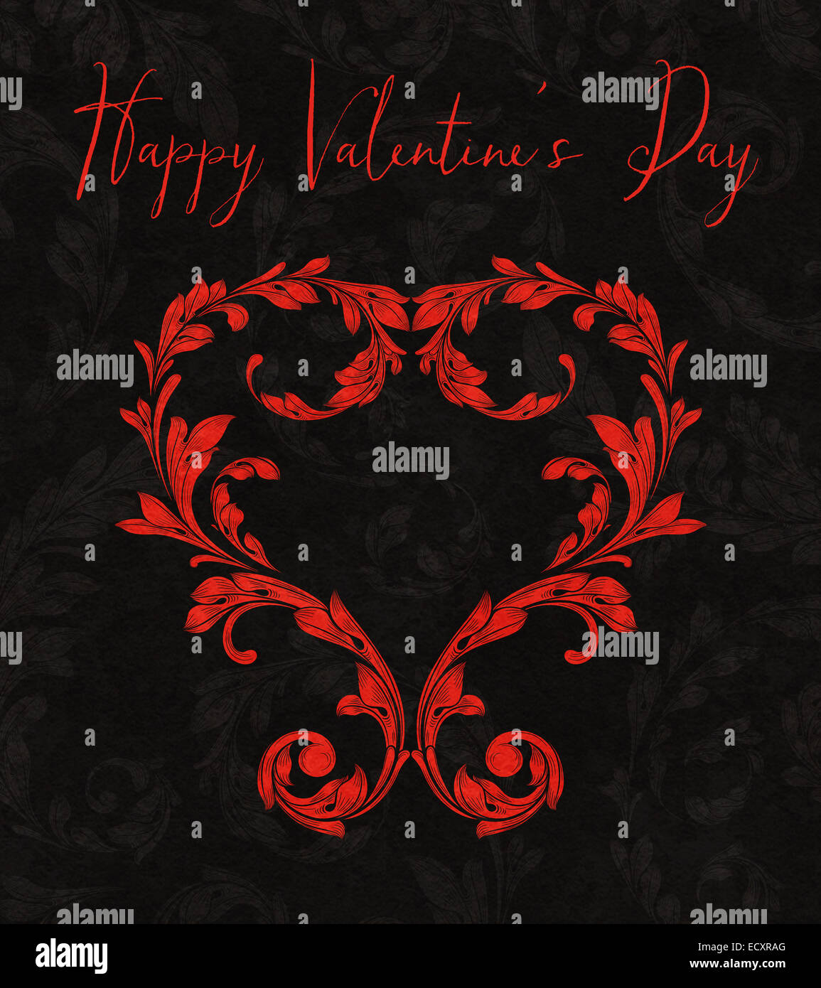 Valentine of Red Laurel Leaves on Black Stock Photo - Alamy