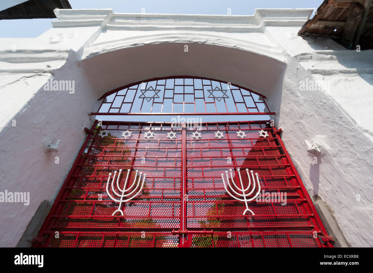 Kerala, India - Cochin. The Jewish Quarter. The synagogue gates with ...