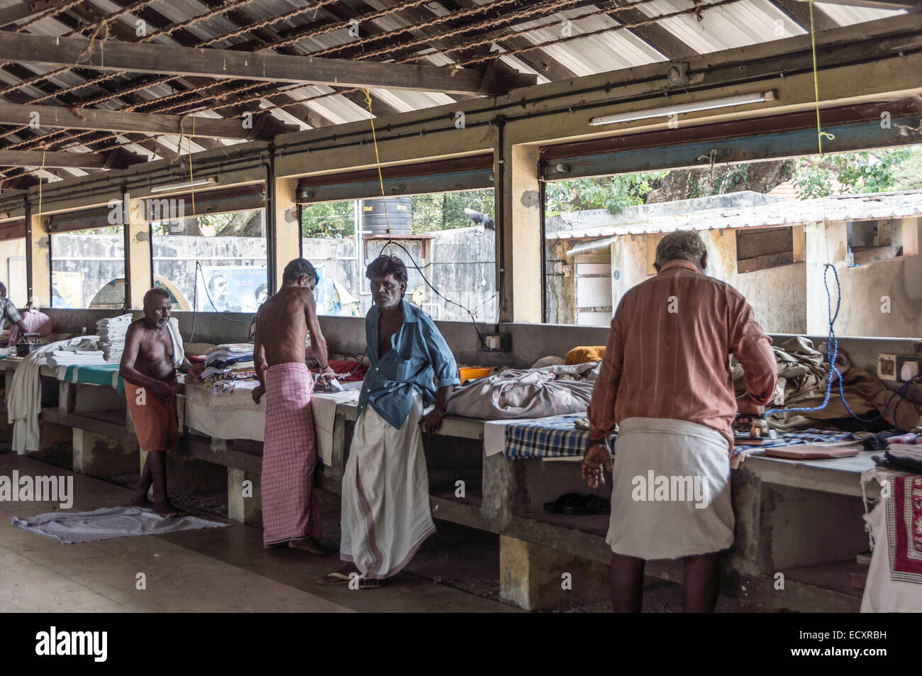 Kerala, India - Cochin. The dhobi, laundry service. Dhobi wallahs Stock ...