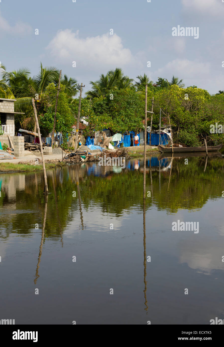 Kerala, India - Cochin. Backwater with boats Stock Photo - Alamy