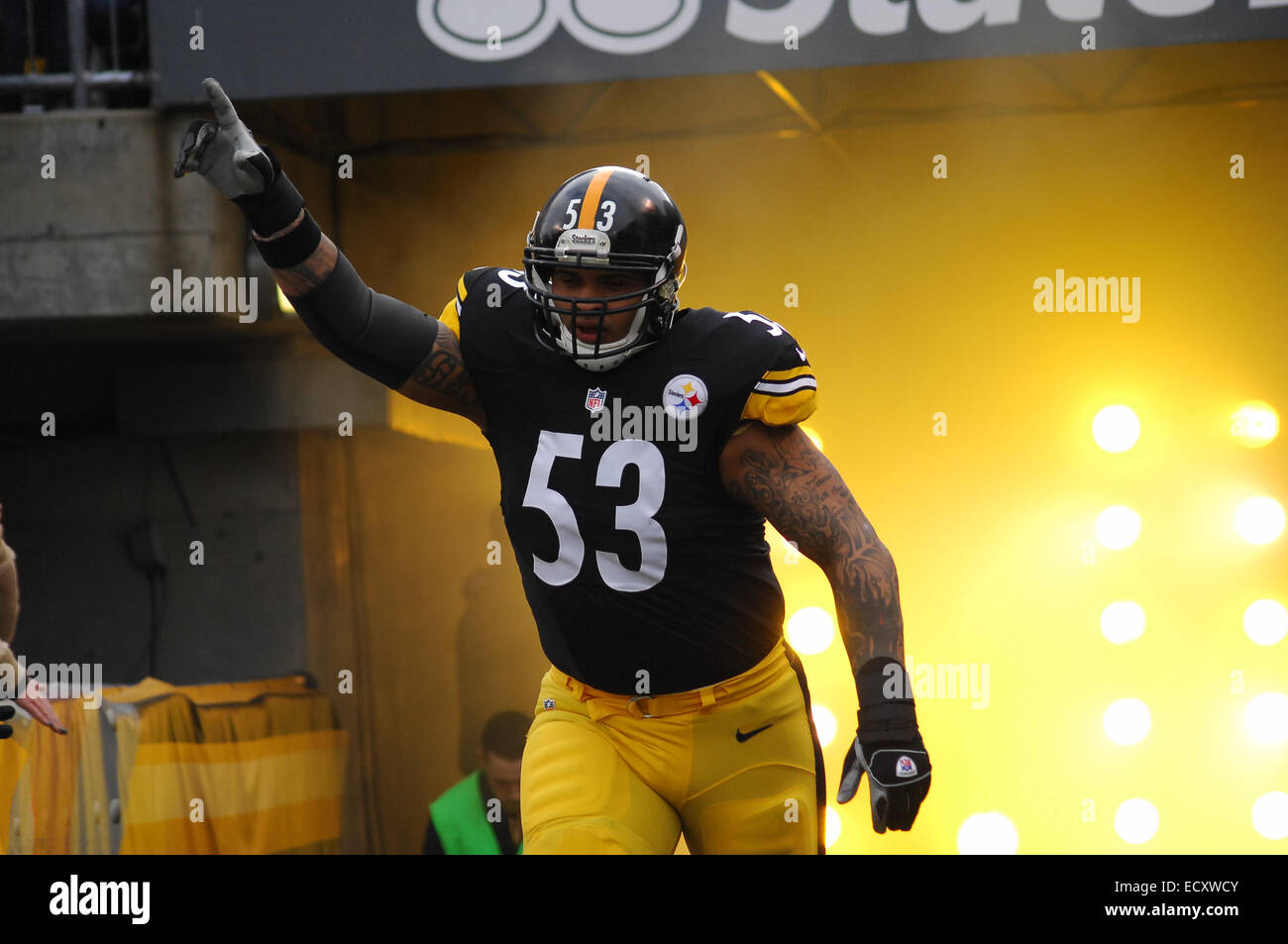 Dec 21st, 2014: Maurkice Pouncey #53 during the Pittsburgh Steelers vs ...