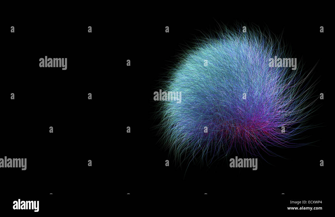 3d blue purple hairball on black Stock Photo - Alamy