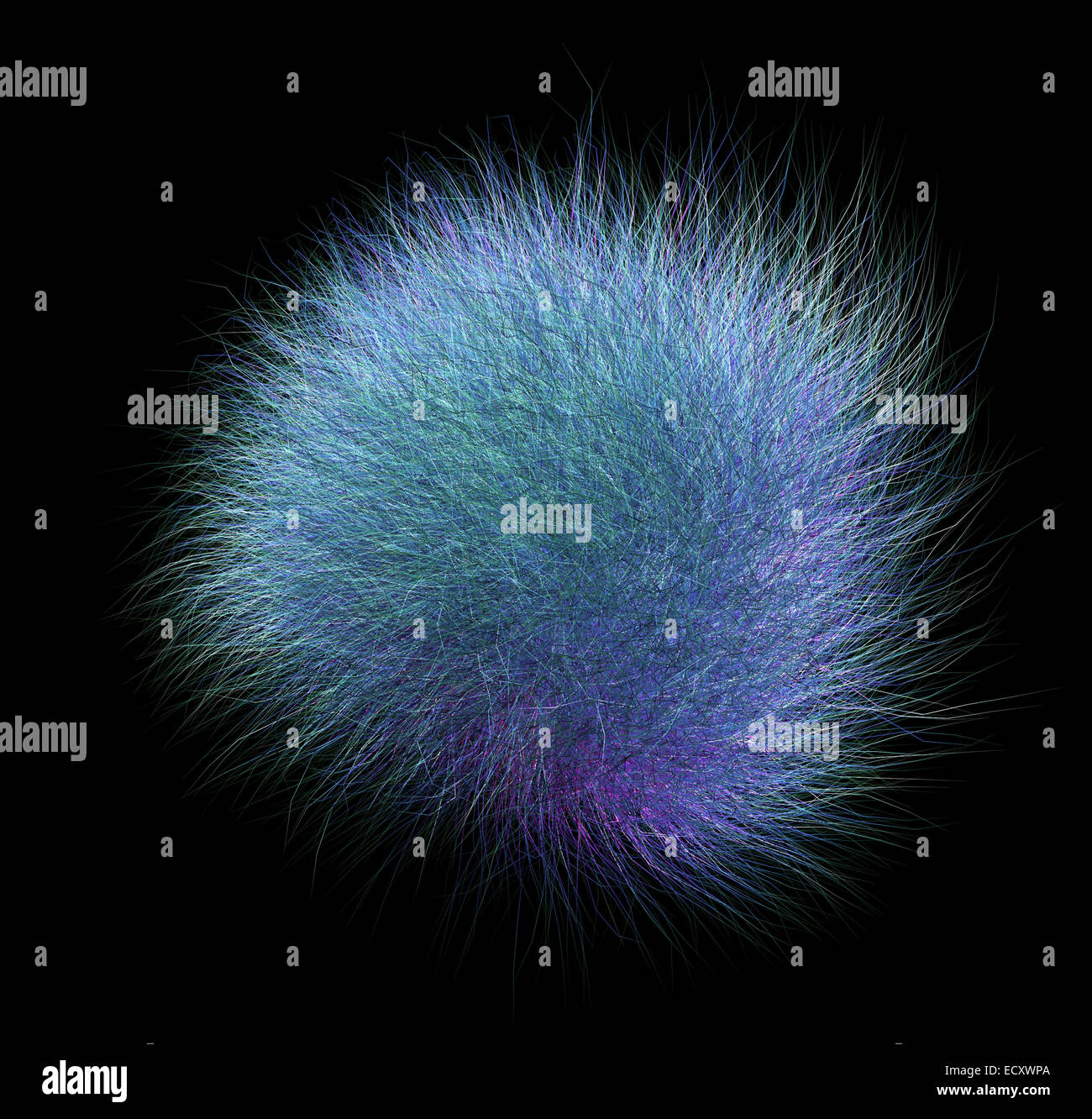 3d blue purple hairball on black Stock Photo - Alamy