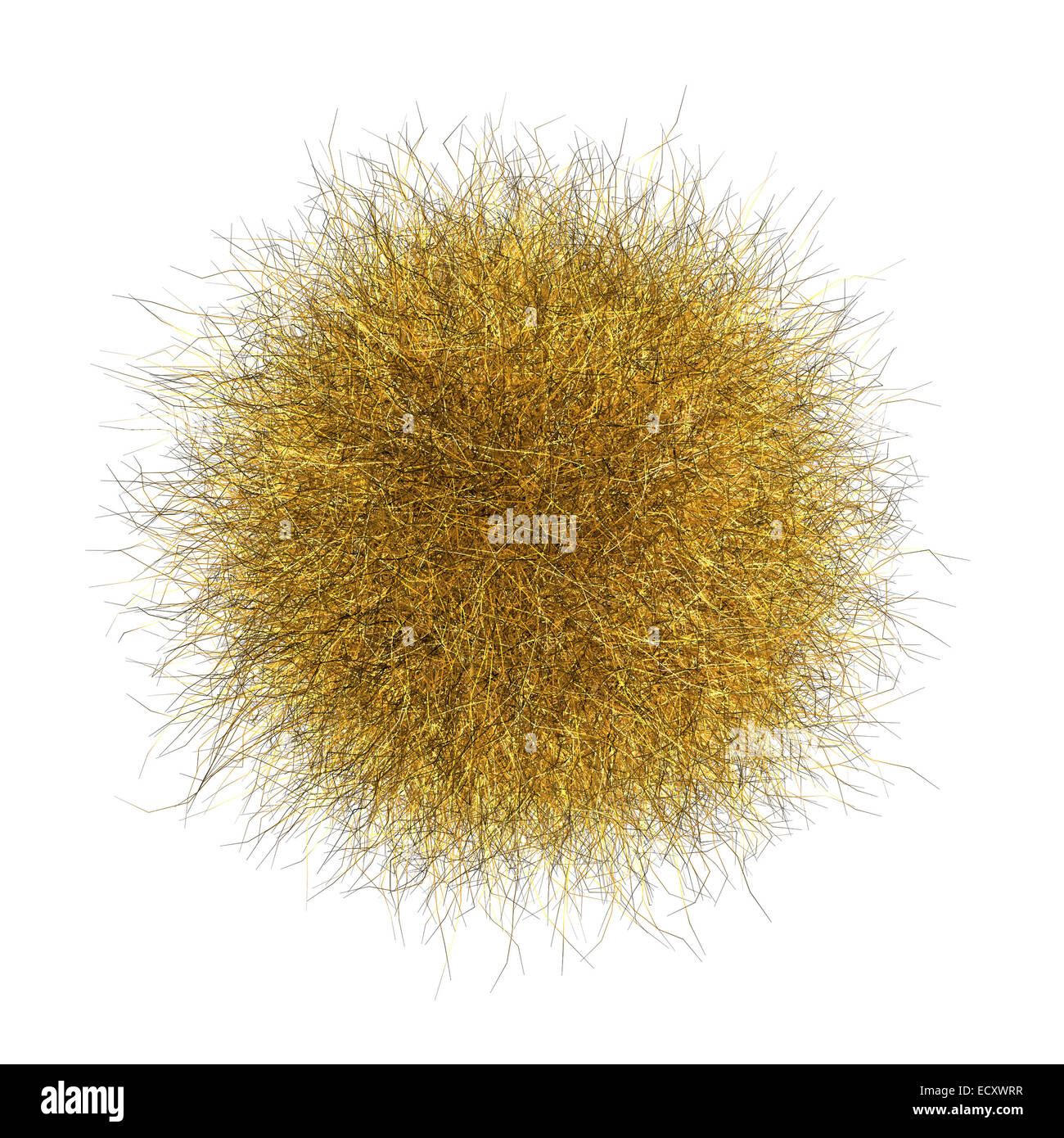 3d yellow orange hairball over white Stock Photo - Alamy