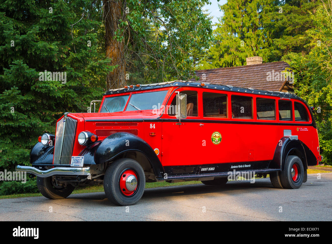 Glacier national park montana red jammer hi-res stock photography and ...
