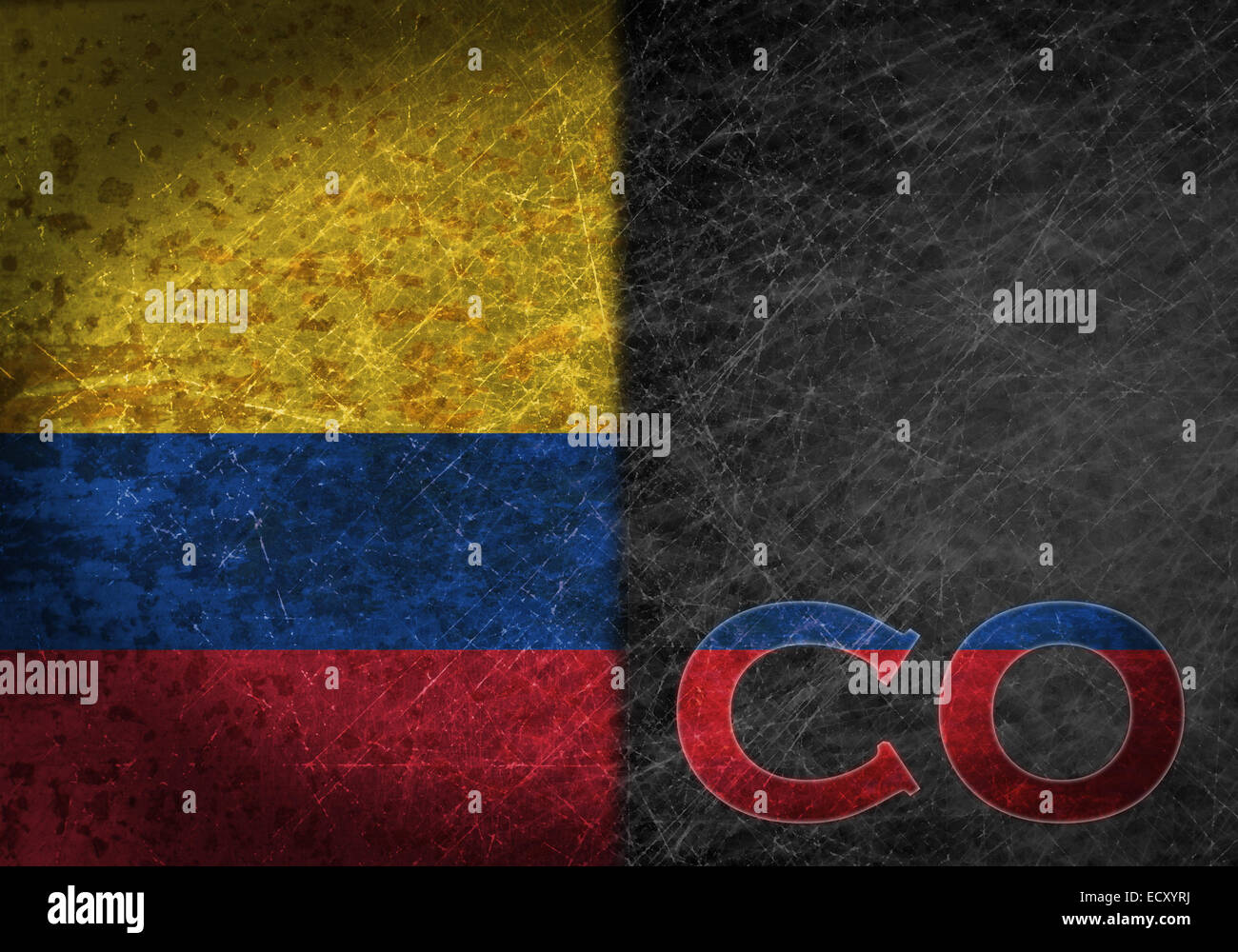 Old rusty metal sign with a flag and country abbreviation - Colombia ...