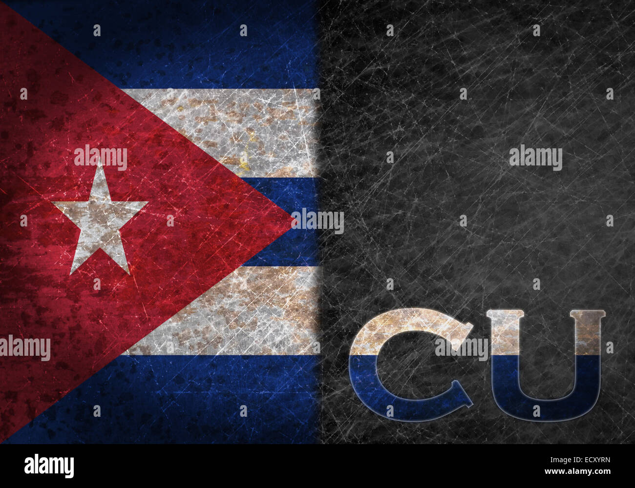 Old rusty metal sign with a flag and country abbreviation - Cuba Stock ...
