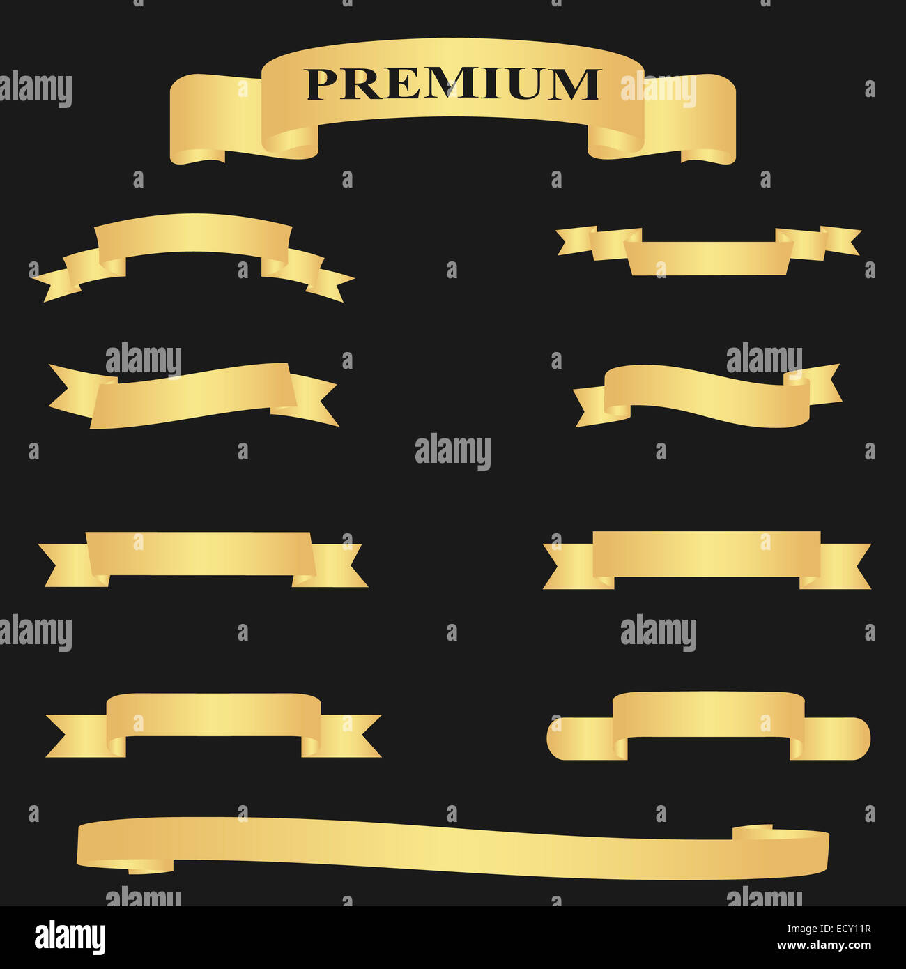 Realistic Golden Glossy Web Ribbon Stock Photo - Alamy