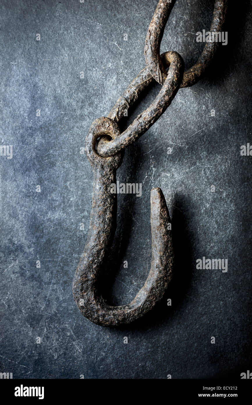 Rusty hook and chain hi-res stock photography and images - Alamy