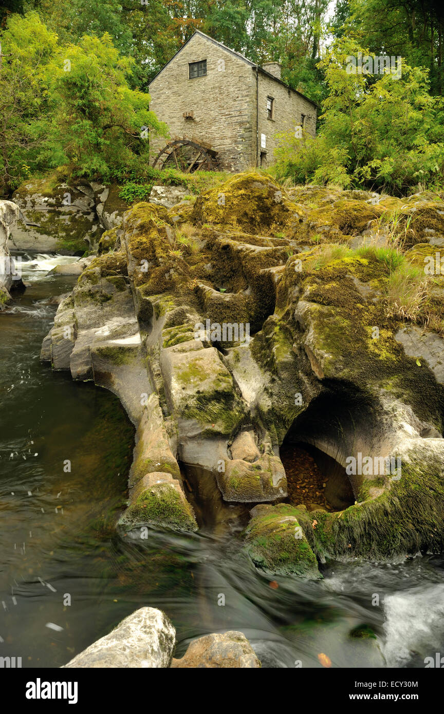Cenarth water mill in autumn fall on river teifi at Cenarth waterfalls ...