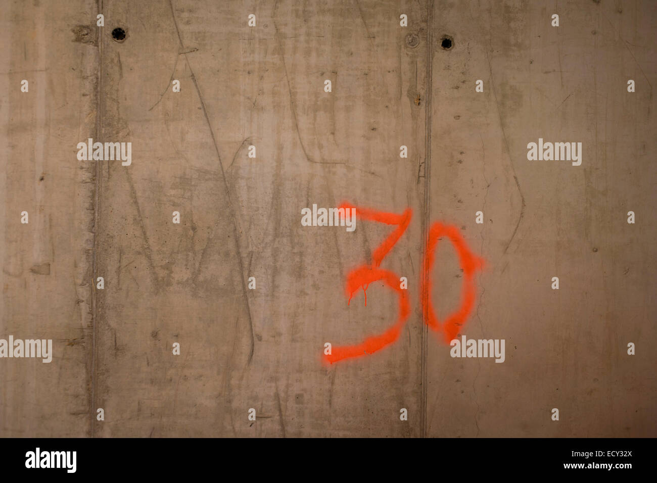 Number 30 identifies floor number on New York City construction site ...