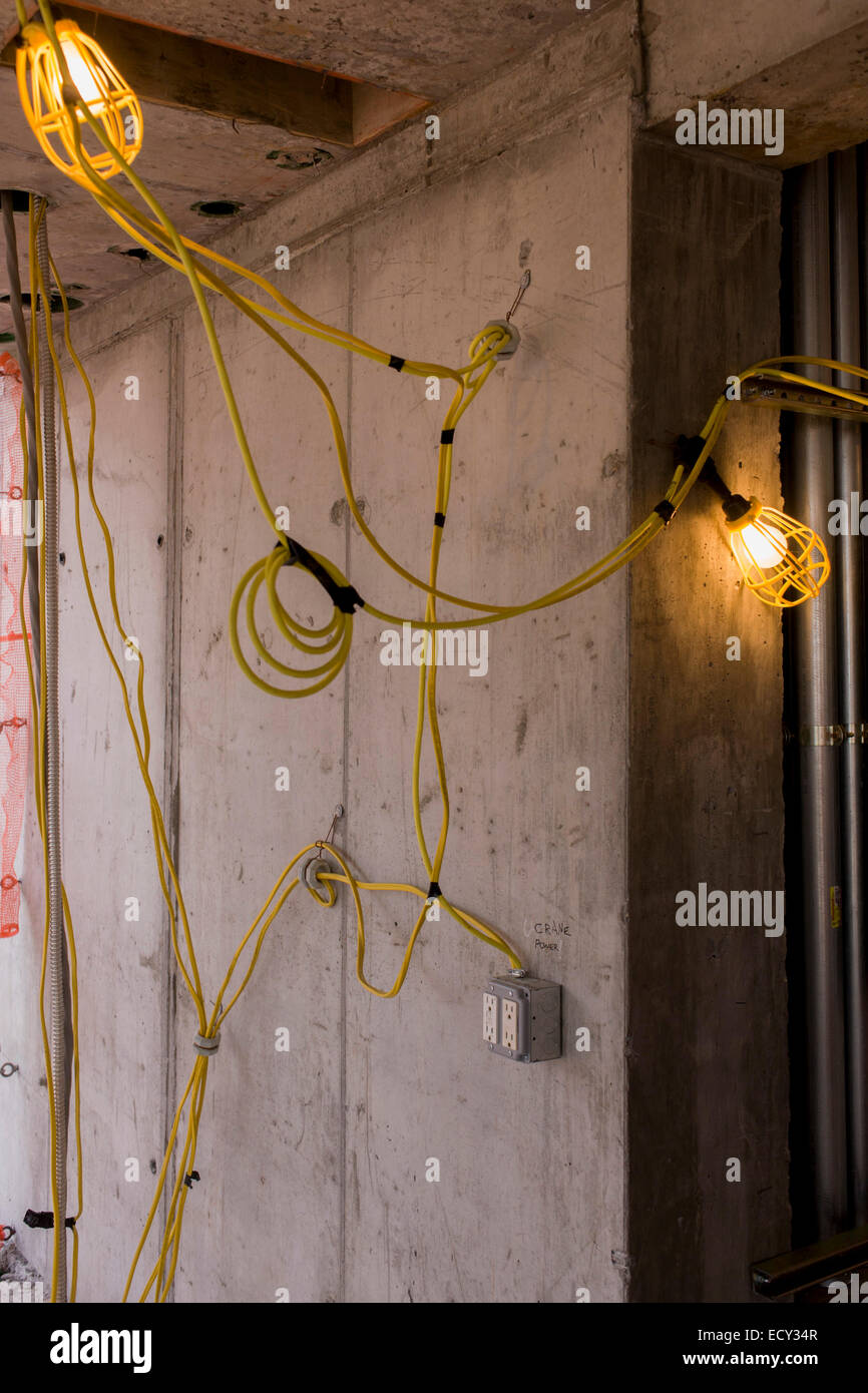 Electrical wiring during installation on New York City construction ...