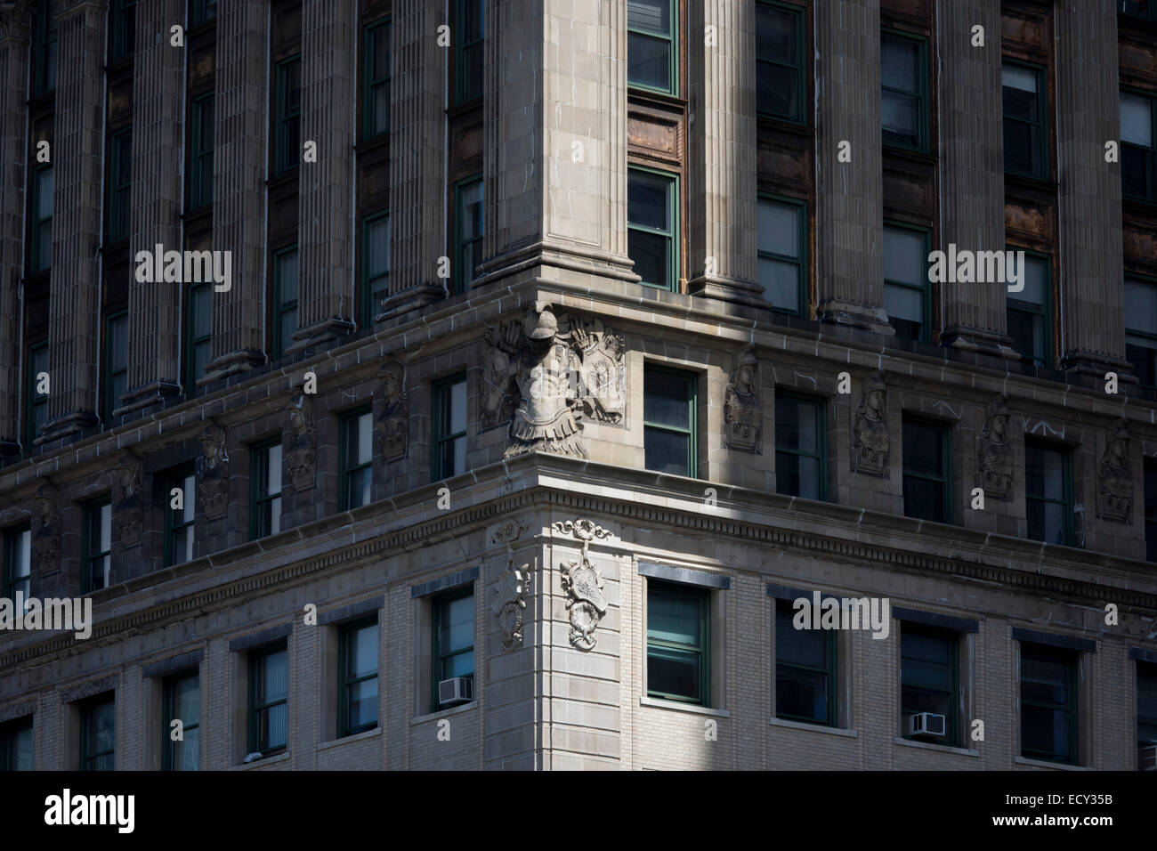 Century old ornate apartment building built in stone, in Manhattan, New ...