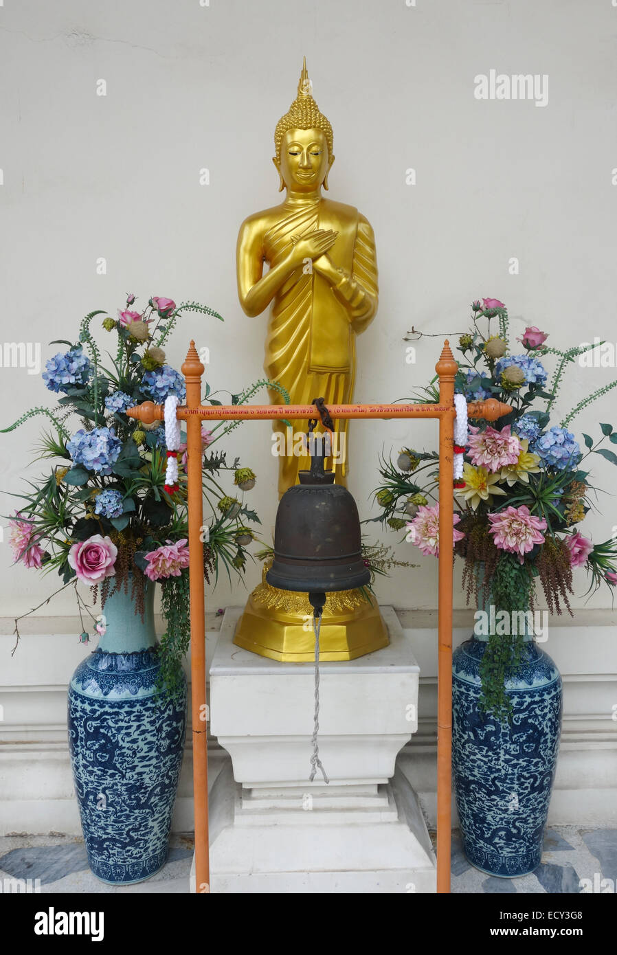 Statue of Buddha in Reflection Deeply Thinking front of Buddhist temple ...
