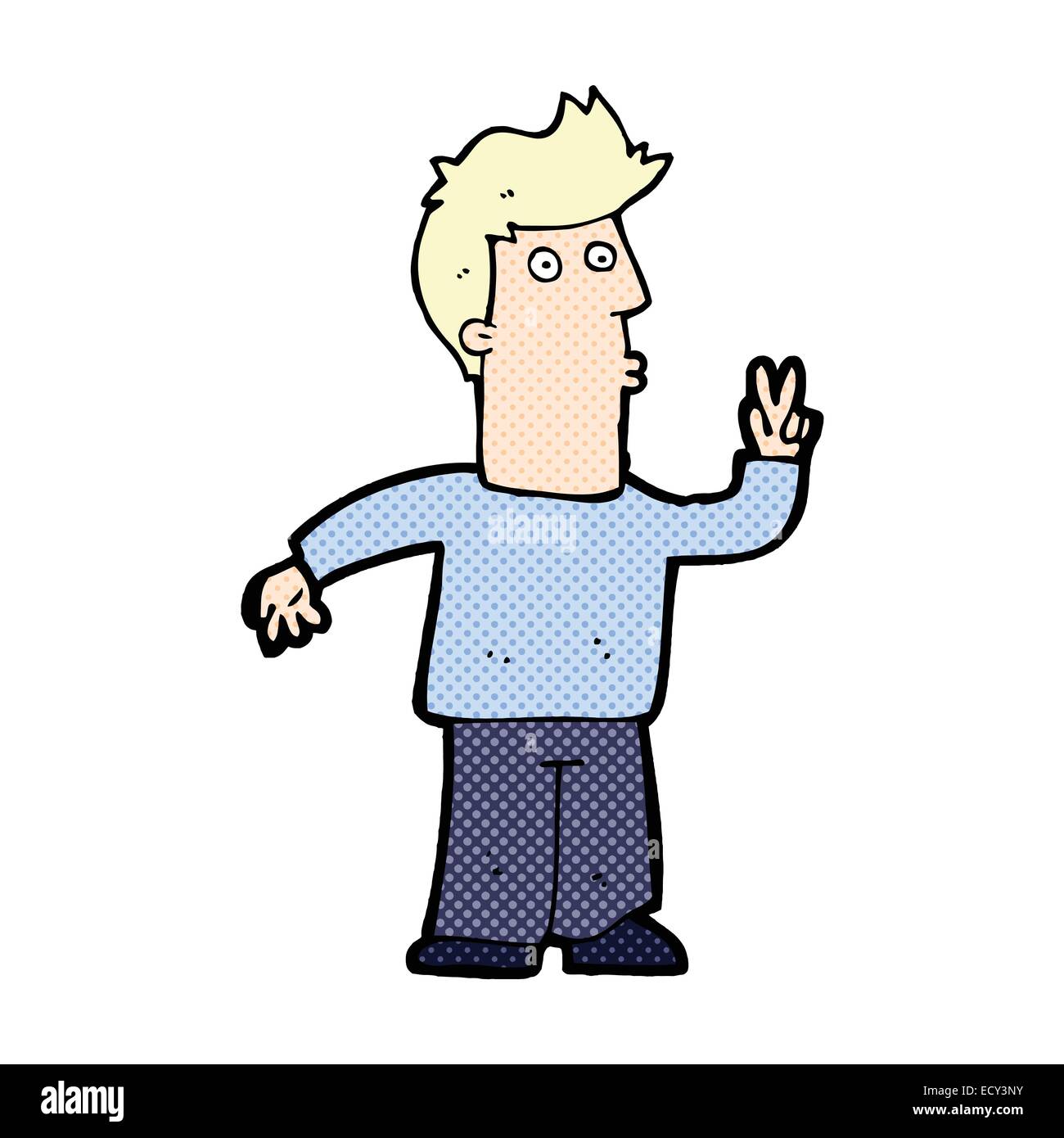 retro comic book style cartoon man giving peace sign Stock Vector Image ...