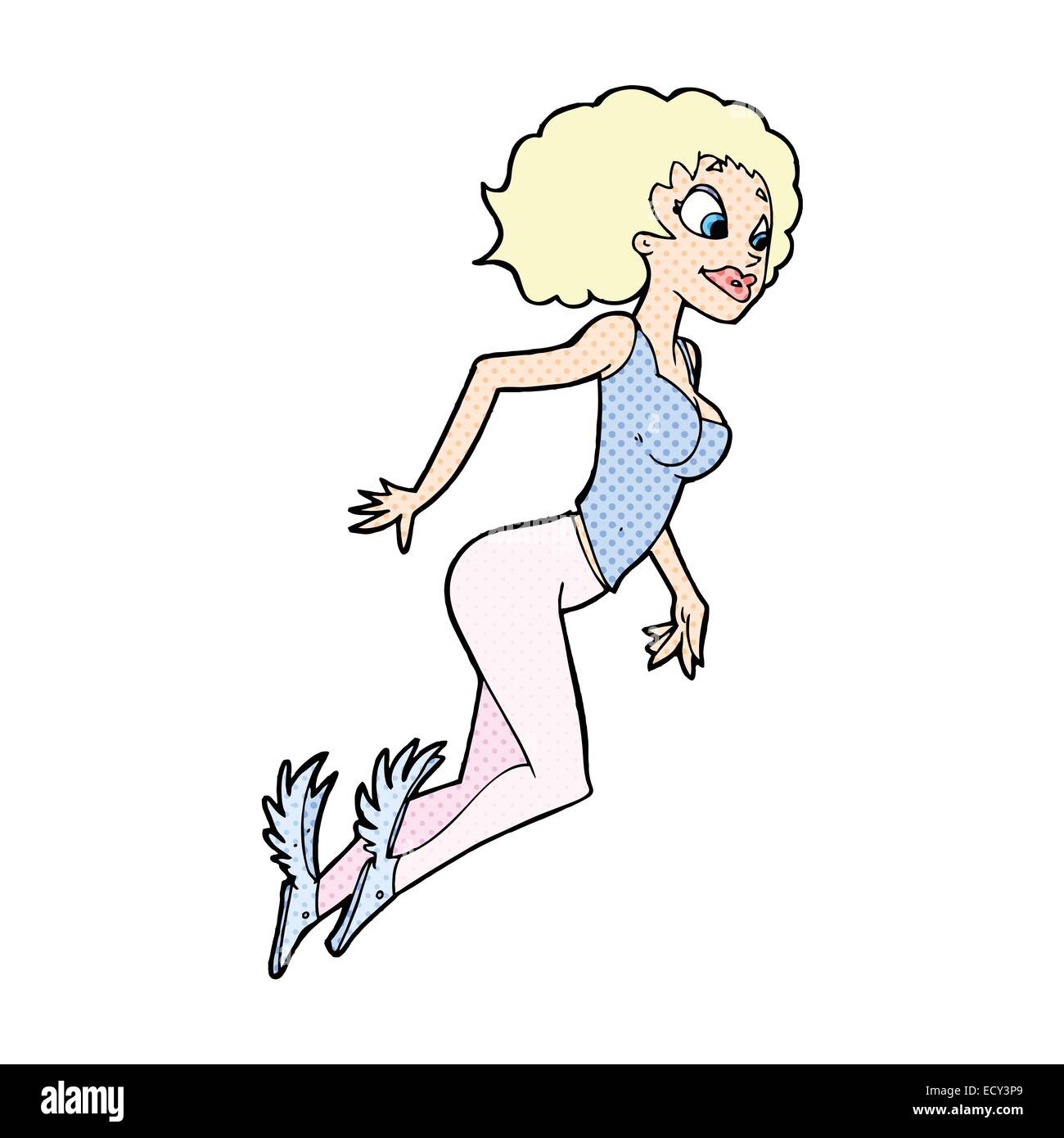 retro comic book style cartoon flying woman Stock Vector Image & Art ...