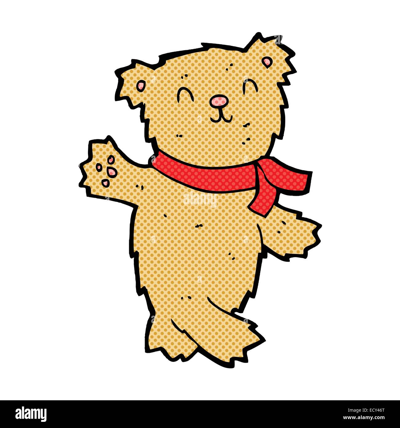 retro comic book style cartoon waving teddy bear Stock Vector Image ...