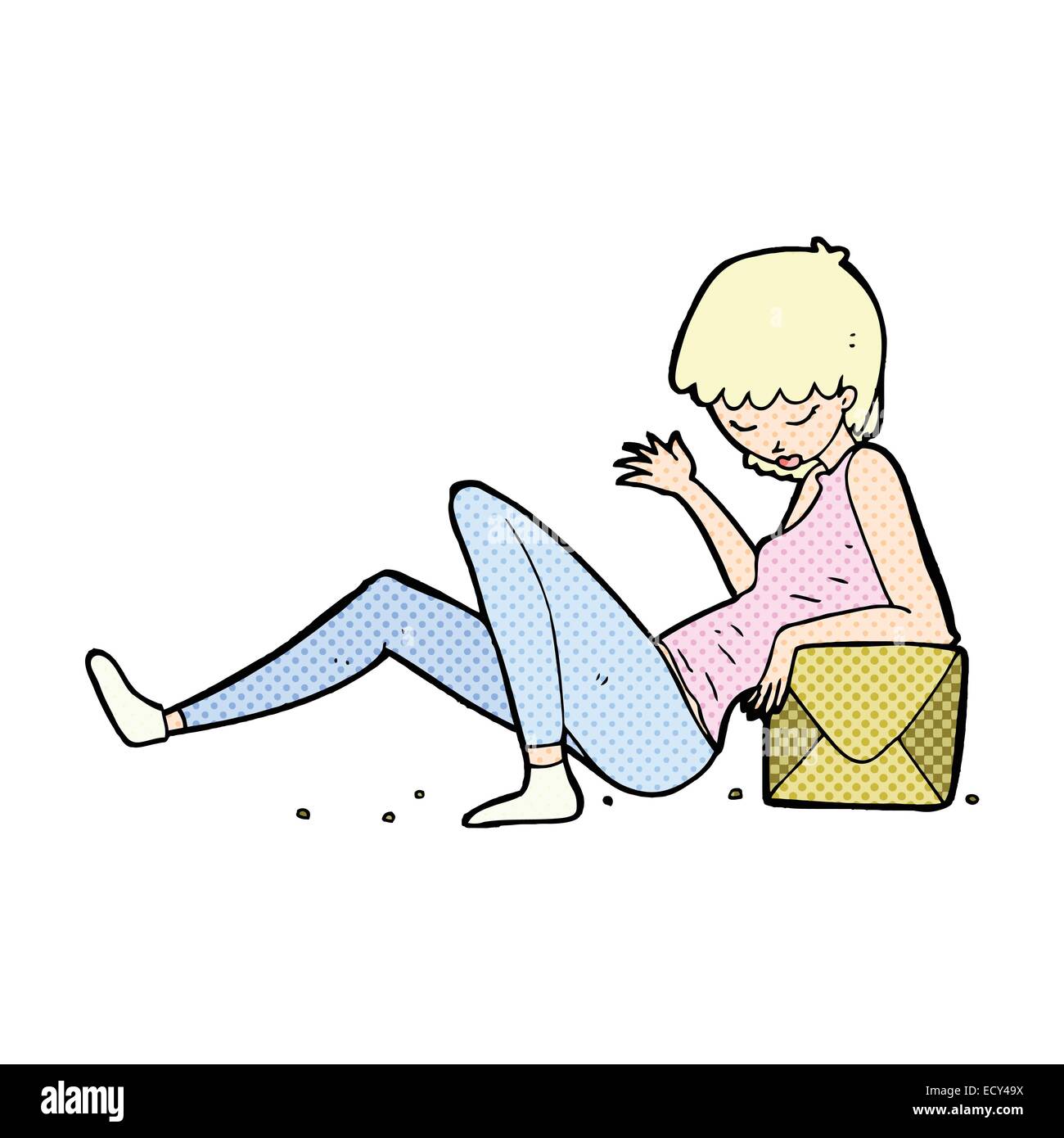 Cartoon illustration woman leaning on Stock Vector Images - Alamy