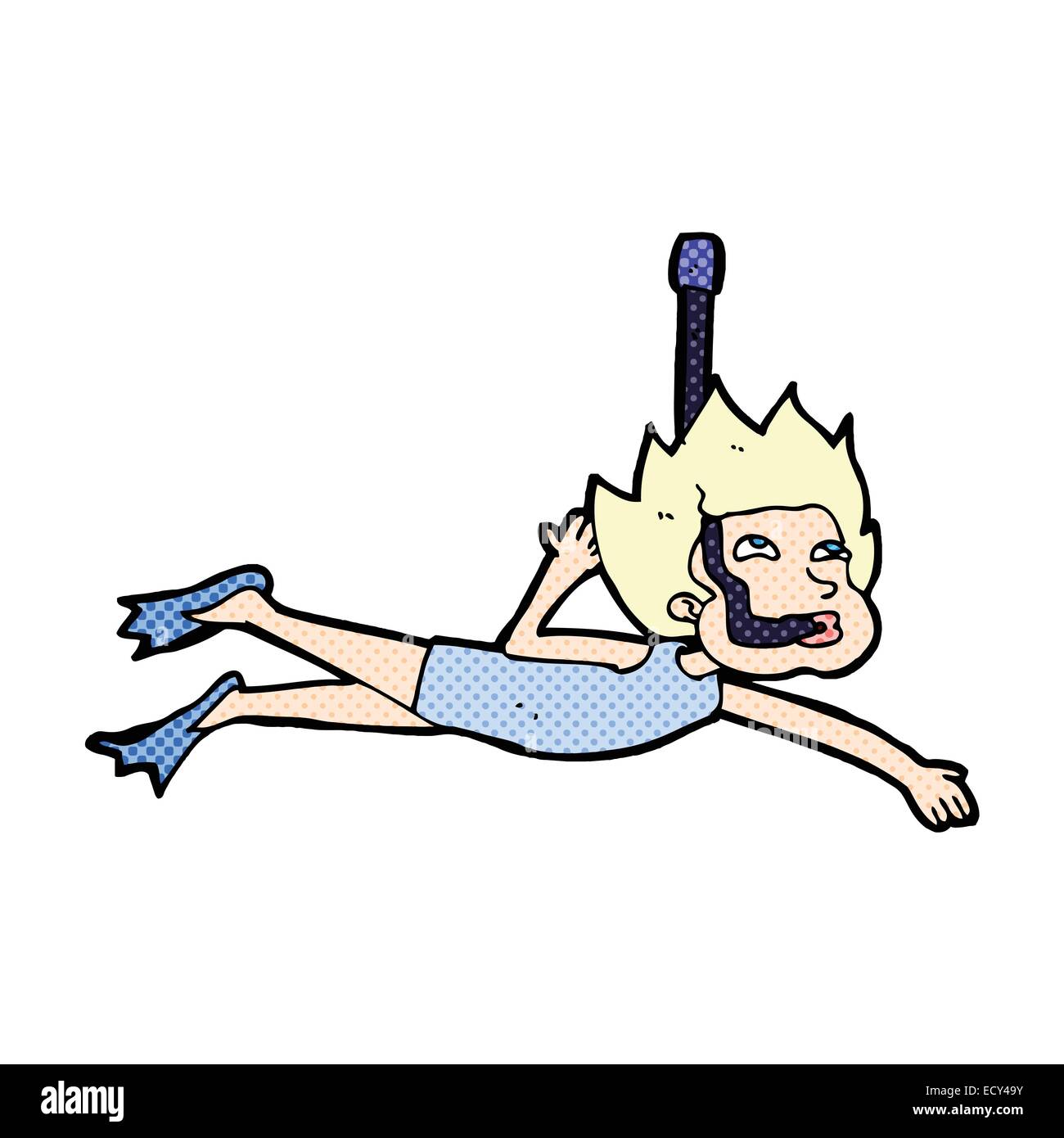 retro comic book style cartoon swimmer with snorkel Stock Vector Image ...